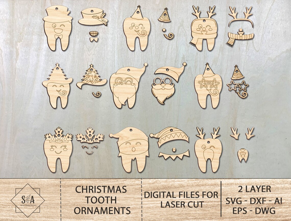 Christmas Tooth Ornaments Bundle SVG, Funny Ornaments , Christmas ...