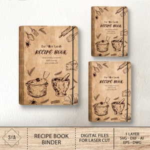 Personalized Recipe Book Binder Svg, Wooden Cookbook Recipes Laser Cut ...