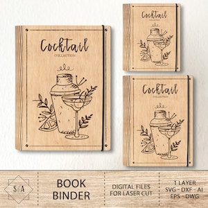 Personalized Cocktail Recipe Book Svg, Wooden Cocktail Binder Laser Cut ...