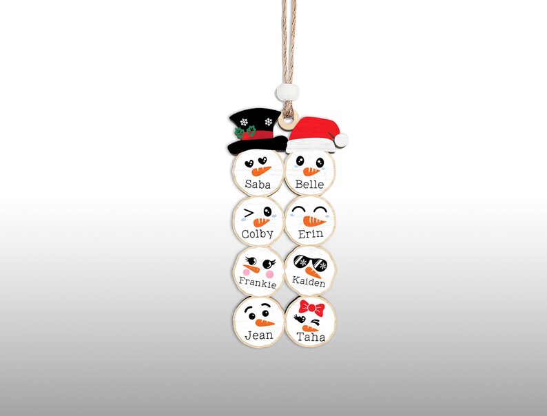 Snowman Christmas Ornament SVG, Personalized Snowman Family Ornament ...