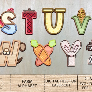 Farm Alphabet Bundle SVG , Alphabet Laser Cut Files , Letters Farm Baby ...