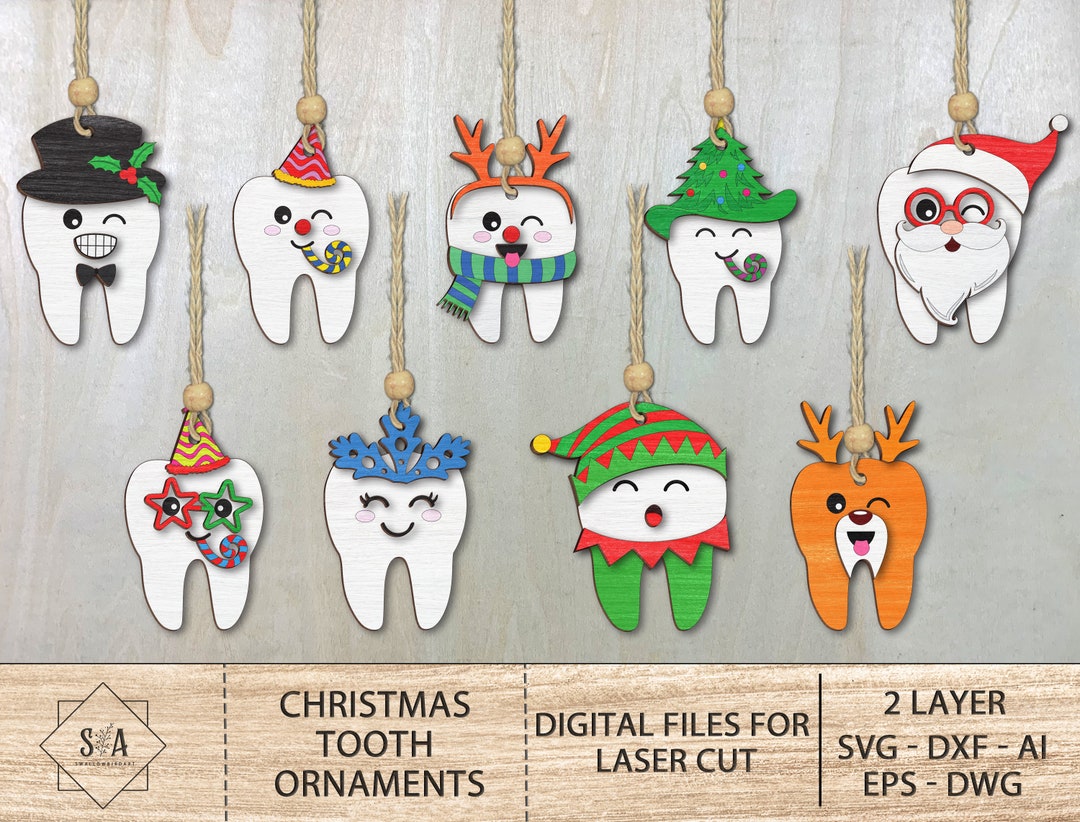 Christmas Tooth Ornaments Bundle SVG, Funny Ornaments , Christmas ...