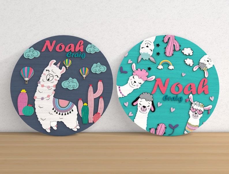 Personalized Llama Door Sign Svg, Farmhouse Door Decor ,kids Llama Sign ...