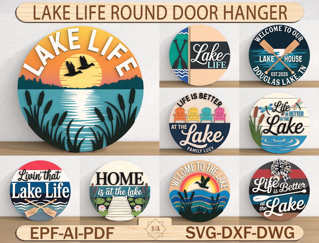 Lake Life Round Door Hanger- Lake House Sign, Summer Door Hanger, Lake ...