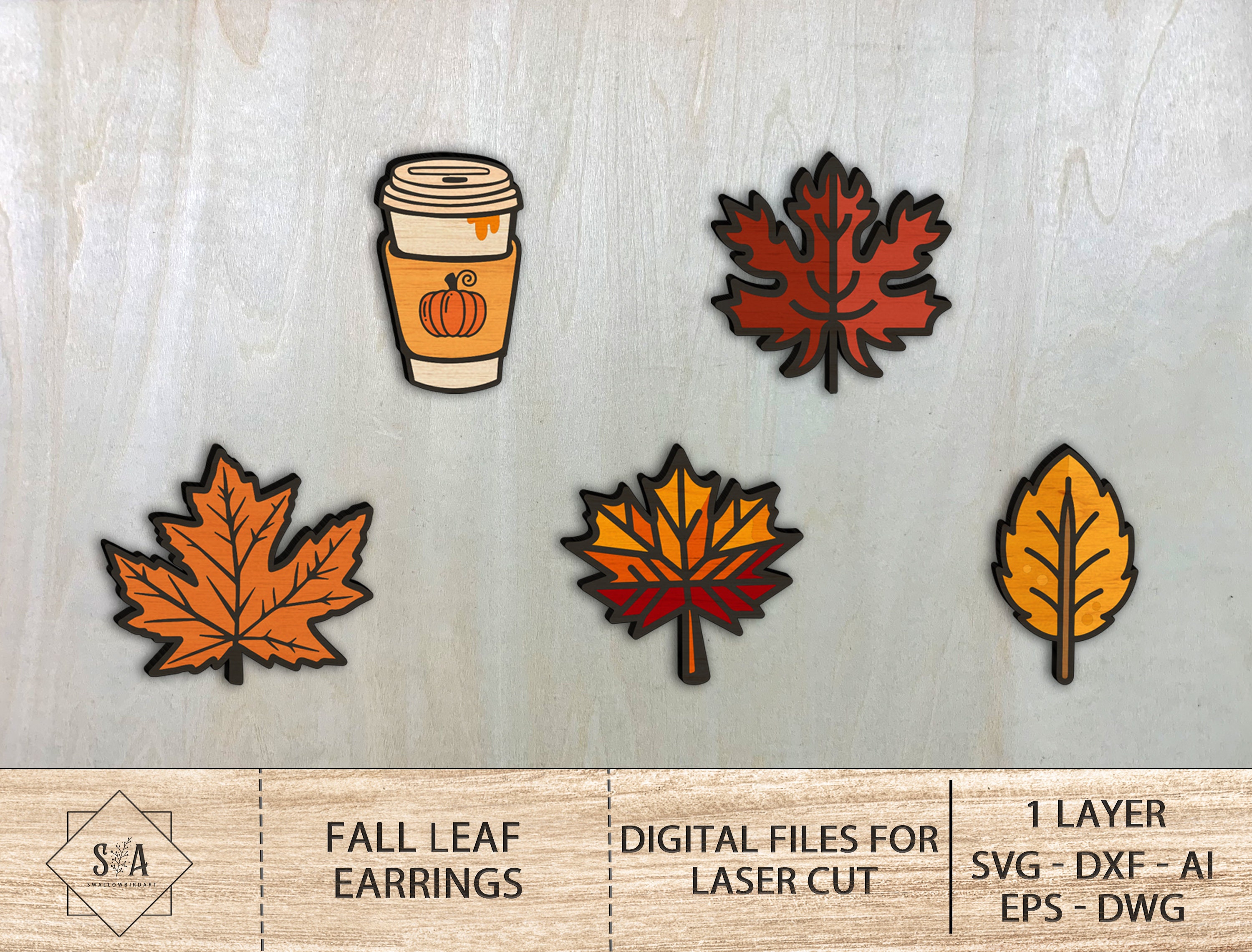 Fall Stud Earring Bundle SVG Fall Leaf Earrings Laser - Etsy