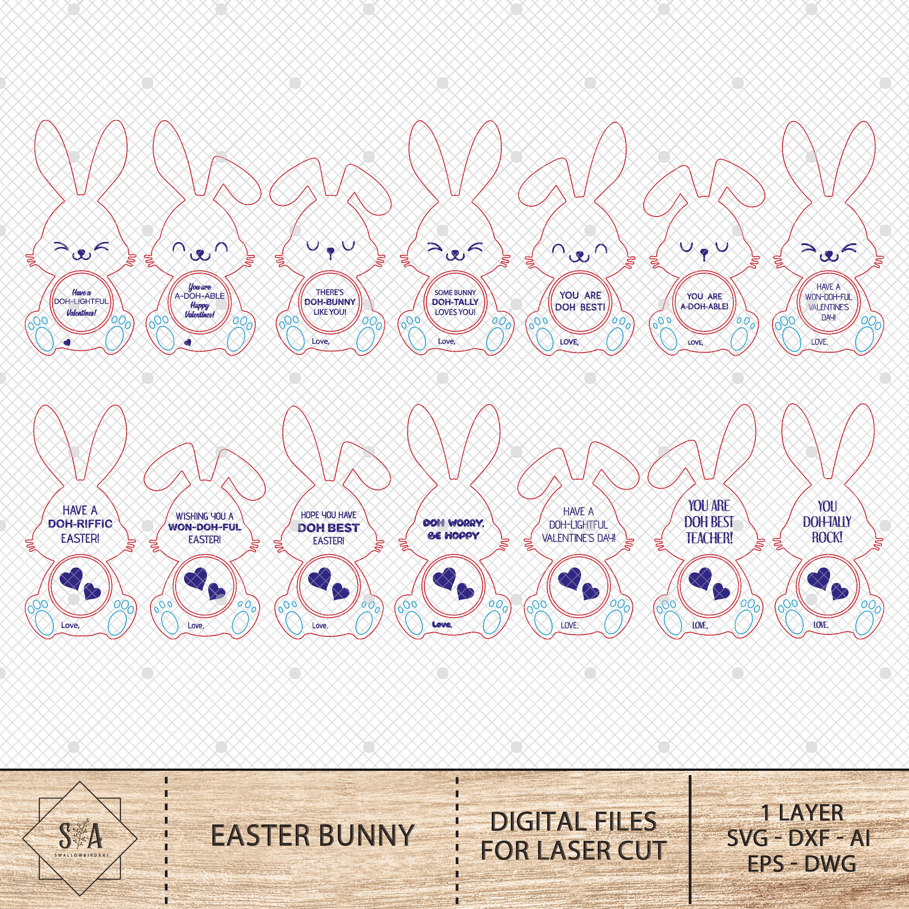 Bundle Play Doh Bunny Easter Svg, Easter Laser Cut Files ,playdoh Tags ...