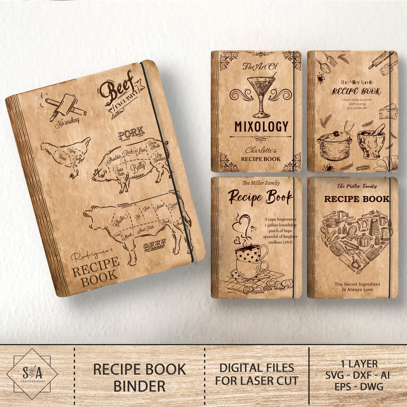 Bundle 70+ Designs Wooden Recipes Book Svg,wooden Cookbook Recipes ...