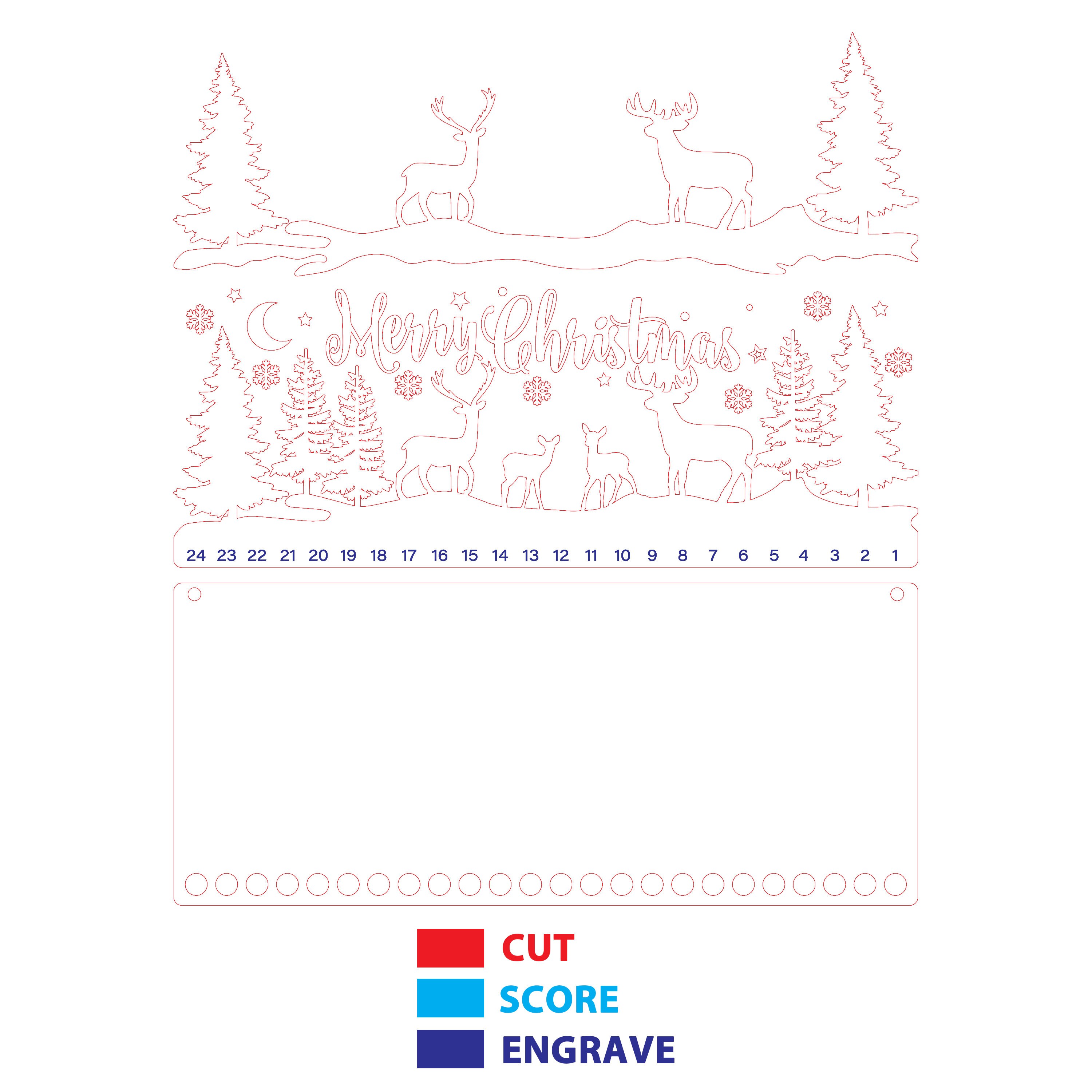 Christmas Reindeer and Tree Countdown Calendar Svg, Candy Cane ...