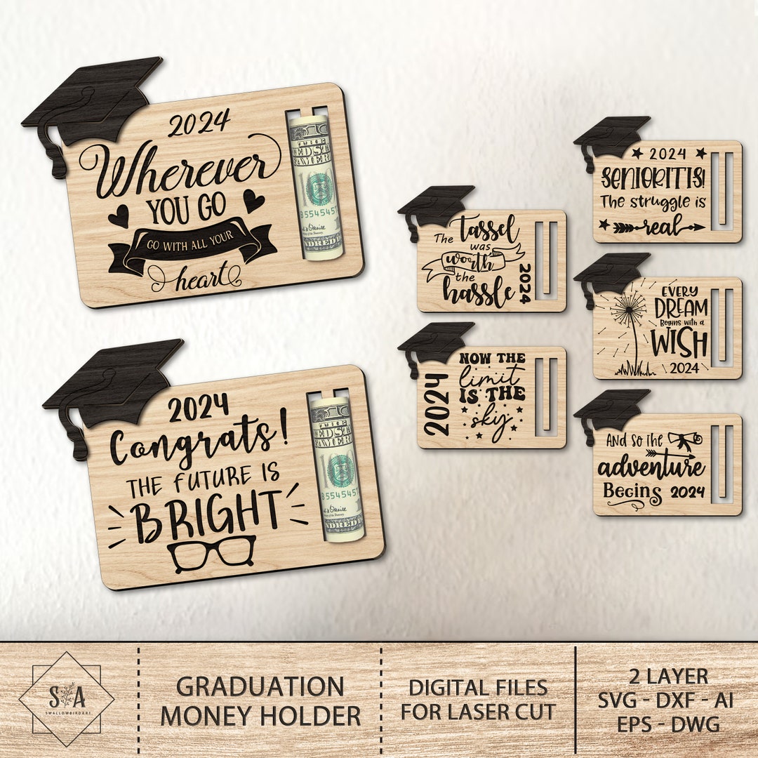 Bundle Graduation 2024 Money Holder ,class of 2024 Glowforge Laser File ...