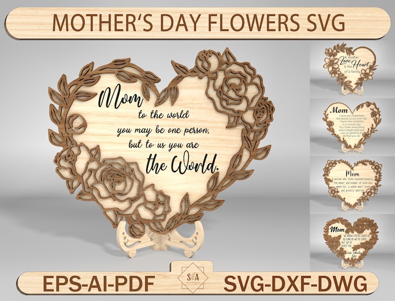 Mother‘s Day Flowers Heart Shape Svg,mother's Day Gift Svg, Gift for ...