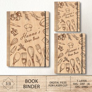 Personalized Recipe Book Binder Svg, Wooden Cookbook Recipes Laser Cut ...