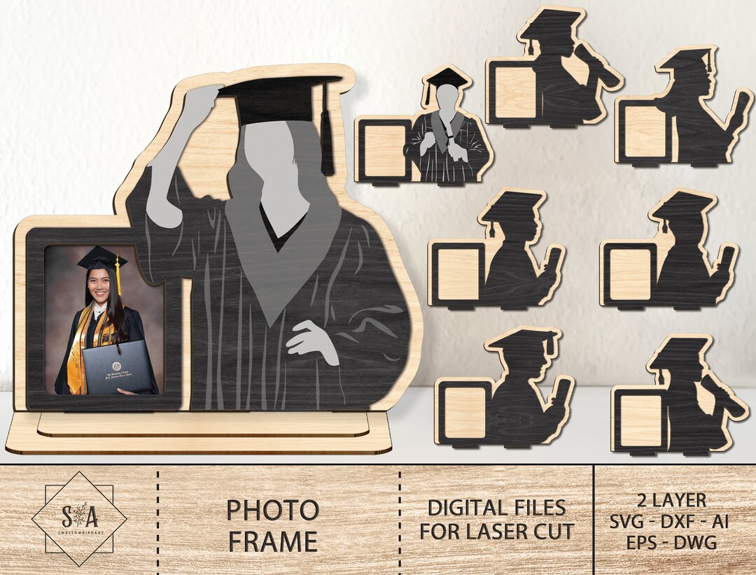 Graduation Photo Frame Bundle Svg, Graduation Photo Frame Glowforge ...