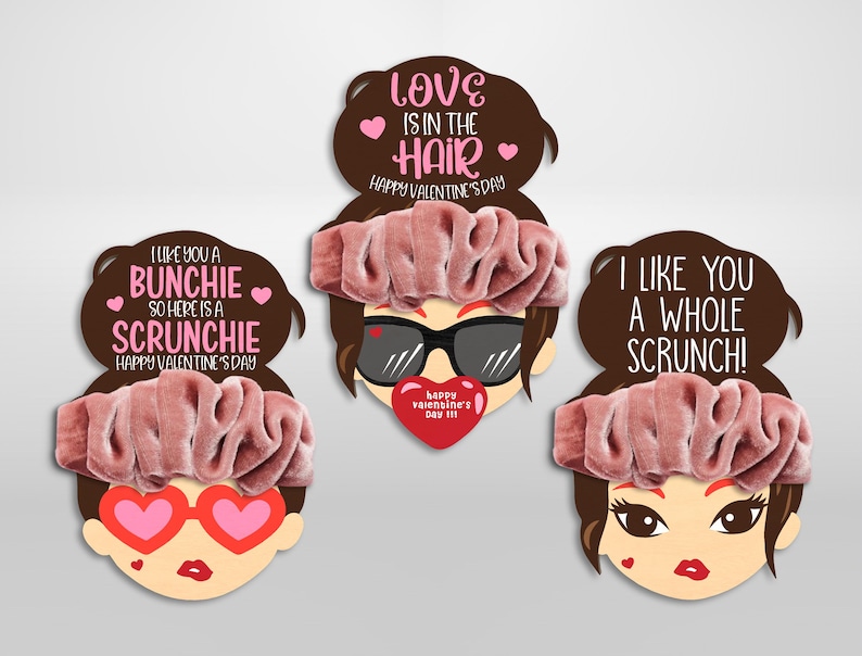 Valentine's Day Srunchie Tag Lasercut Svg, Scrunchie Labels, Classroom ...