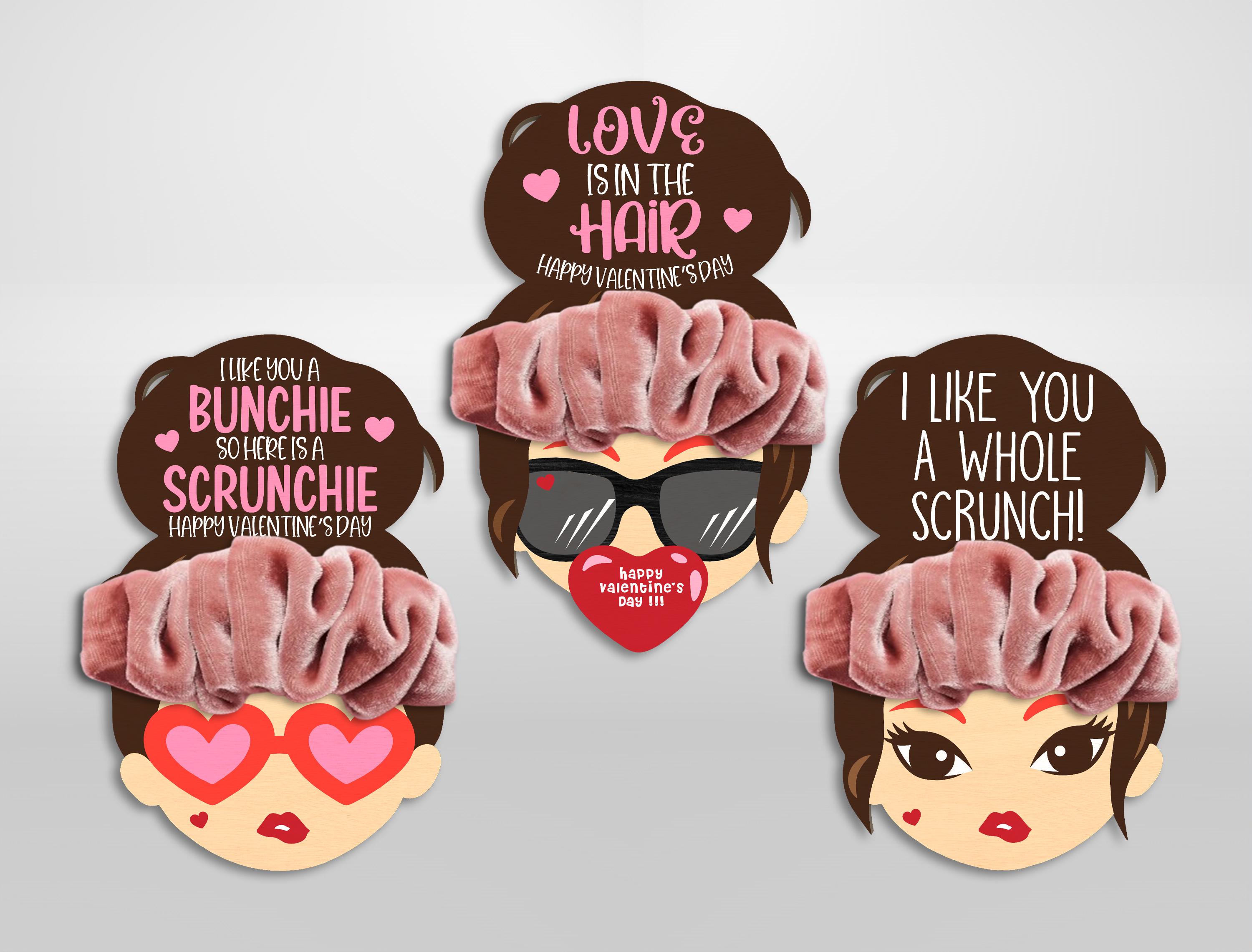 Valentine's Day Srunchie Tag Lasercut Svg, Scrunchie Labels, Classroom ...