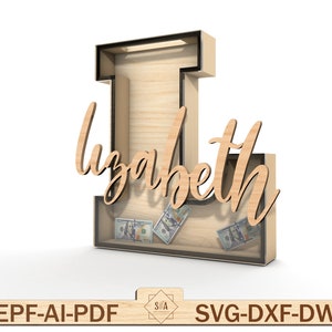 Personalised Alphabet Kids Piggy Bank Svg, 3D Letter Piggy Bank Svg, A ...