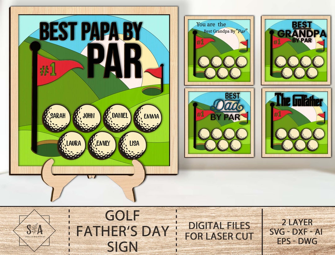 Golf Father‘s Day Best Dad Sign Svg, Grandpa Laser Cut File, Father’s ...