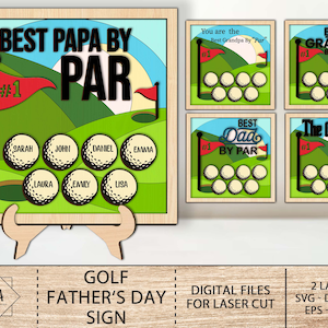 Golf Father‘s Day Best Dad Sign Svg, Grandpa Laser Cut File, Father’s ...