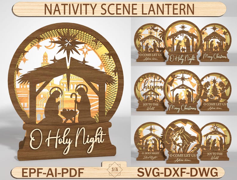 Farol de belén SVG, archivo de corte láser navideño, diseño de pesebre ...