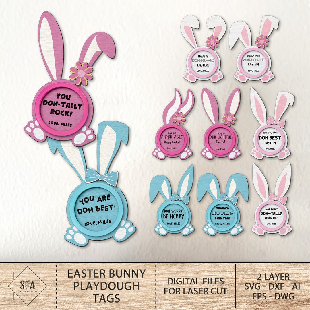 Bundle Easter Bunny Playdough Tags Svg, Easter Bunny Gift ,bunny Easter ...