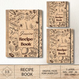 Personalized Recipe Book Binder Svg, Wooden Cookbook Recipes Laser Cut ...