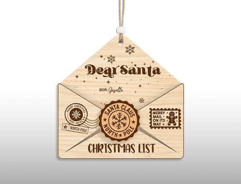 Letter to Santa Envelope SVG, Dear Santa Christmas List Ornament ...