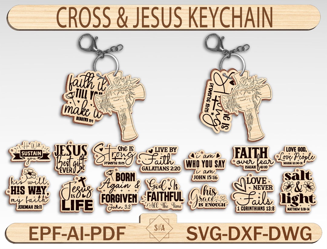 Cross & Jesus Keychain Svg Bundle , Christian Keychain Svg Files,faith ...
