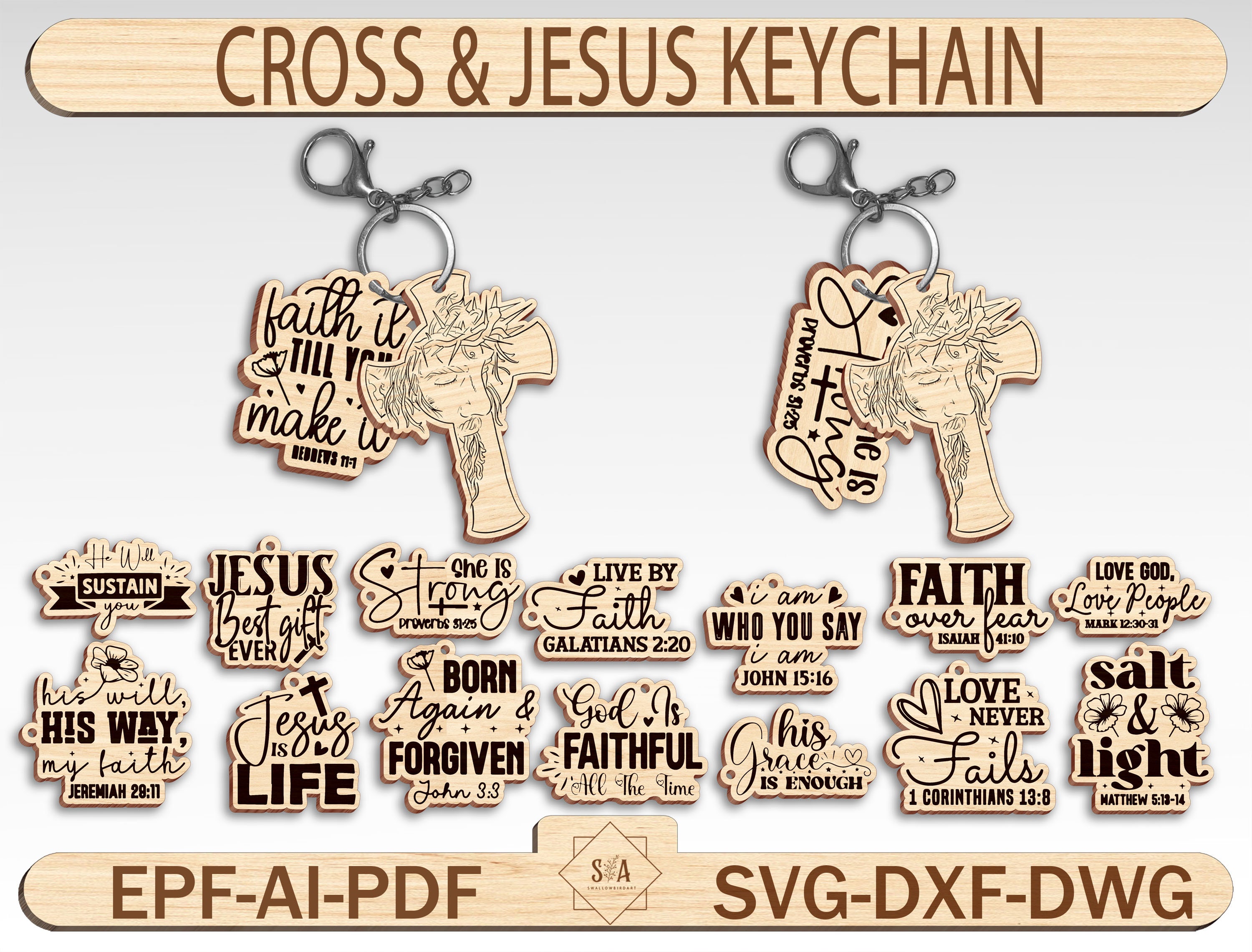 Cross & Jesus Keychain Svg Bundle , Christian Keychain Svg Files,faith ...