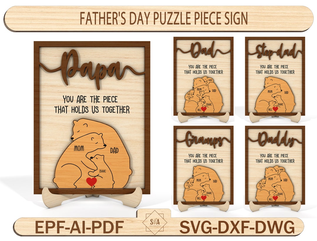 Personalized Father's Day Puzzle Piece Sign ,father's Day Decor Svg ...