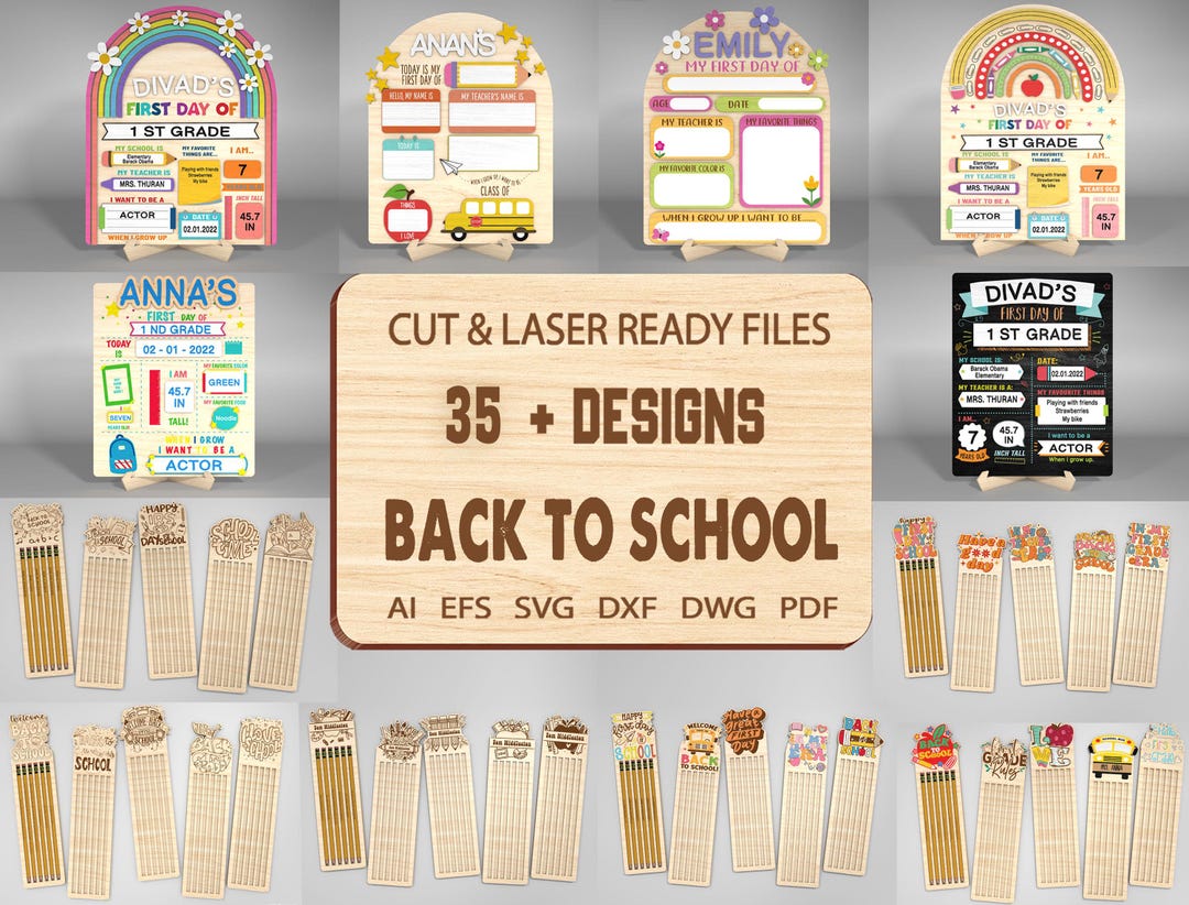 Personalized Back to School Sign Laser Cut SVG Bundle,last Day of ...