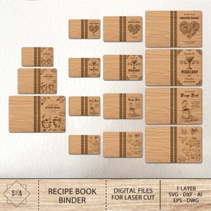 Personalized Recipe Book Binder Svg, Wooden Cookbook Recipes Laser Cut ...