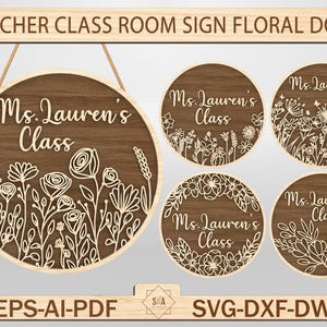Personalized Teacher's Day Class Room Sign Floral Door Svg, Custom ...