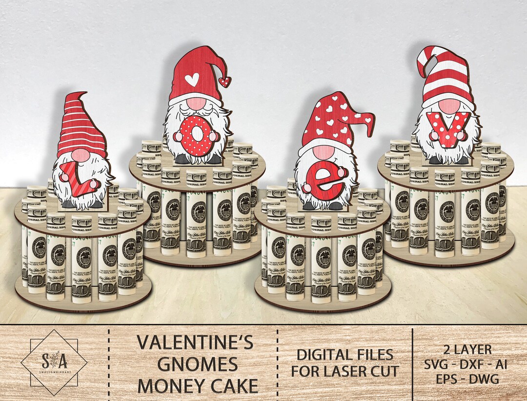Valentine‘s Gnomes Money Cake SVG Bundle, Gnomes Money Cakes,valentine ...