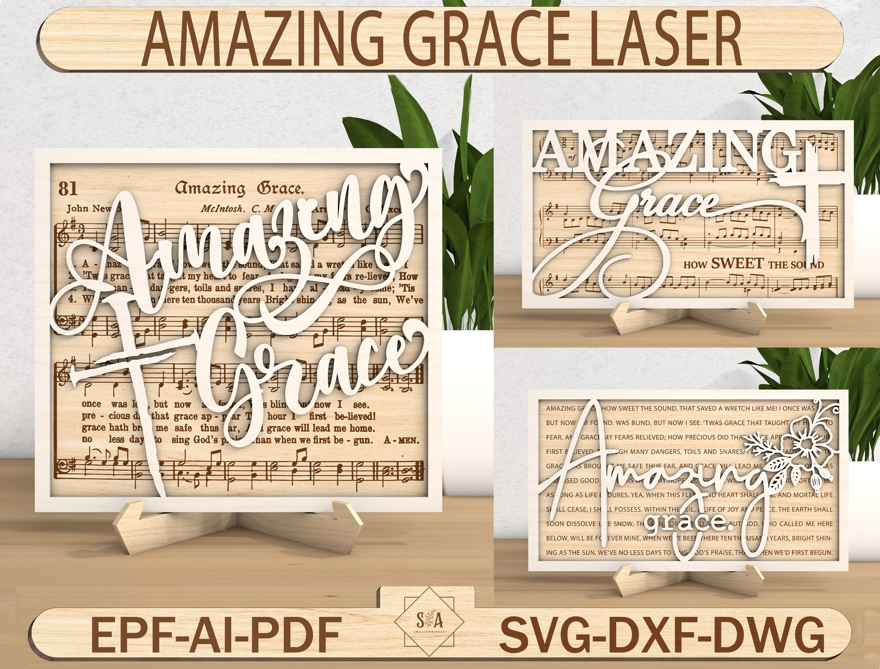 Amazing Grace Stand Decor Laser Cut File SVG, Religious Tiered Decor ...