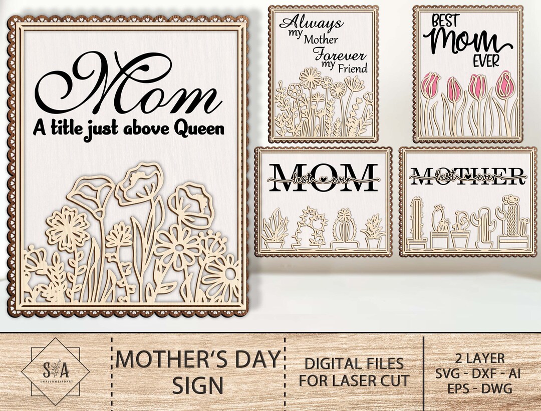 Mother‘s Day Svg, Mom Frame Svg, Laser Mother’s Day Svg, Flower Mom ...