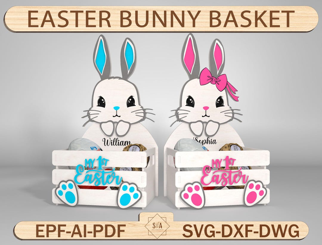 Easter's Day Bunny Basket Svg, Easter Basket Laser Svg, Easter Box ...