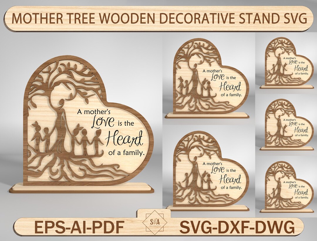 Mother‘s Day Tree Wooden Decorative Stand SVG, Mother Tree Svg, Tree of ...