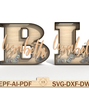 Personalised Alphabet Kids Piggy Bank Svg, 3D Letter Piggy Bank Svg, A ...