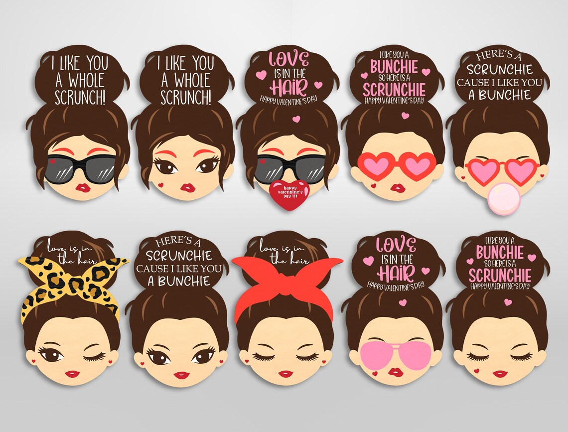 Valentine's Day Srunchie Tag Lasercut Svg, Scrunchie Labels, Classroom ...