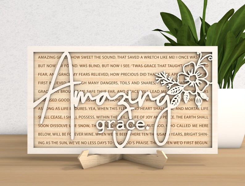 Amazing Grace Stand Decor Laser Cut File SVG, Religious Tiered Decor ...