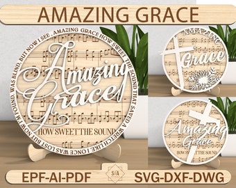 Amazing Grace Stand Decor Laser Cut File SVG, Music Faith Svg ...