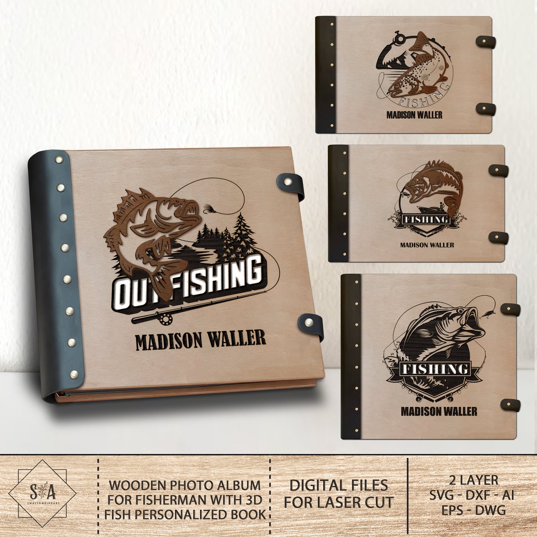 Wooden Photo Album for Fisherman With 3D Fish Personalized Book, Book ...