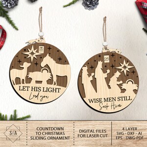 Nativity Countdown to Christmas Sliding Ornament Svg, Christmas ...