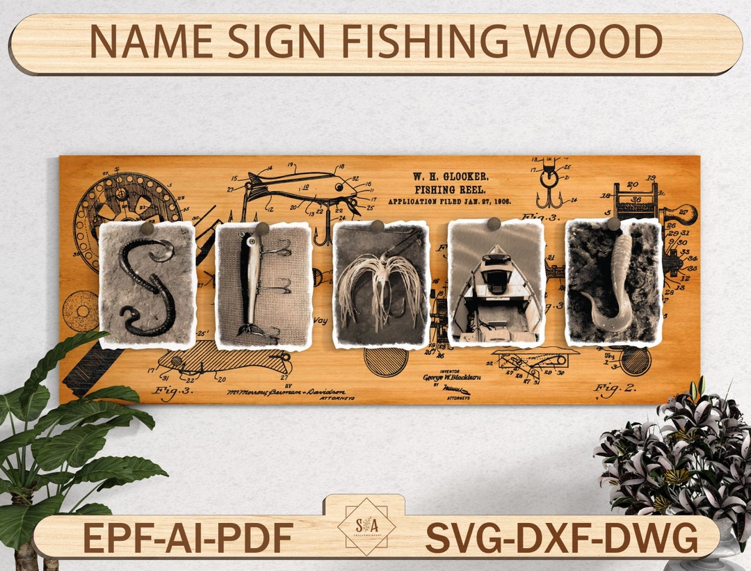 Name Sign Fishing Wood Sign, Gifts for Father, Gifts for Husband ...