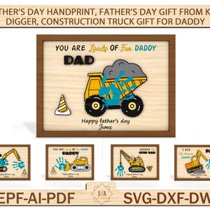 Construction Father‘s Day Handprint Sign, Gift From Kids, Construction ...