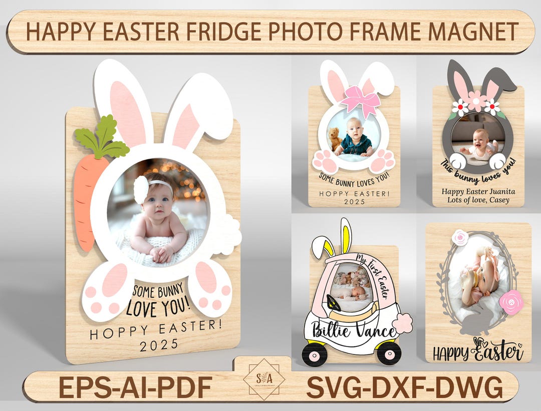 Fridge Photo Frame Magnet Easter's Day Svg, Gift for Children Lasercur ...