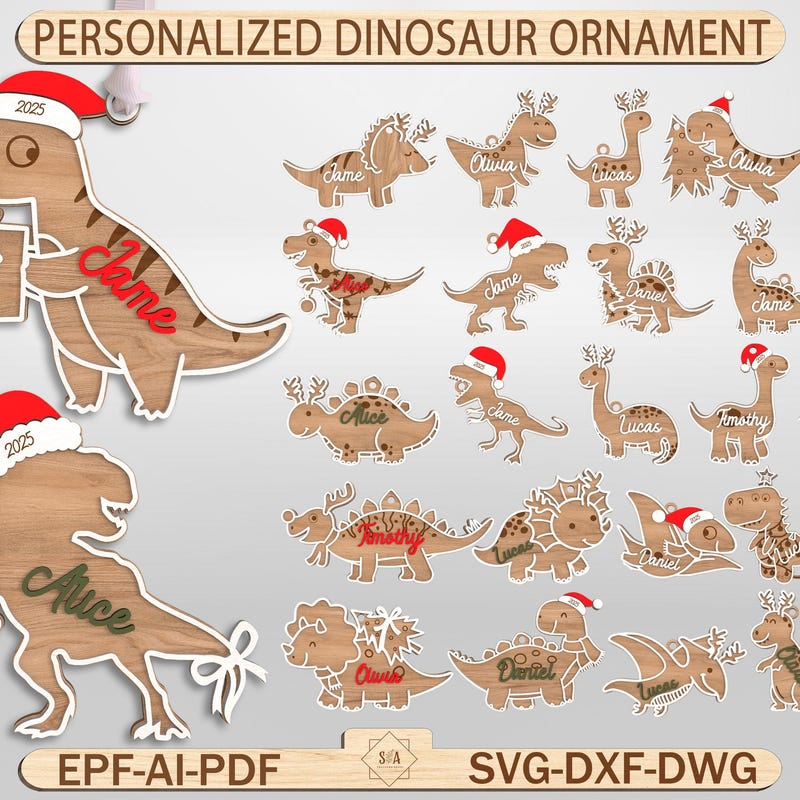 Dino Name Tag Laser Cut - Etsy