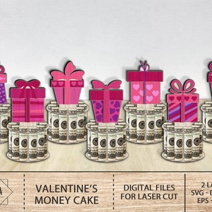 Valentine’s Money Cake SVG Bundle,valentine‘s Day Gifts Glowforge Laser ...