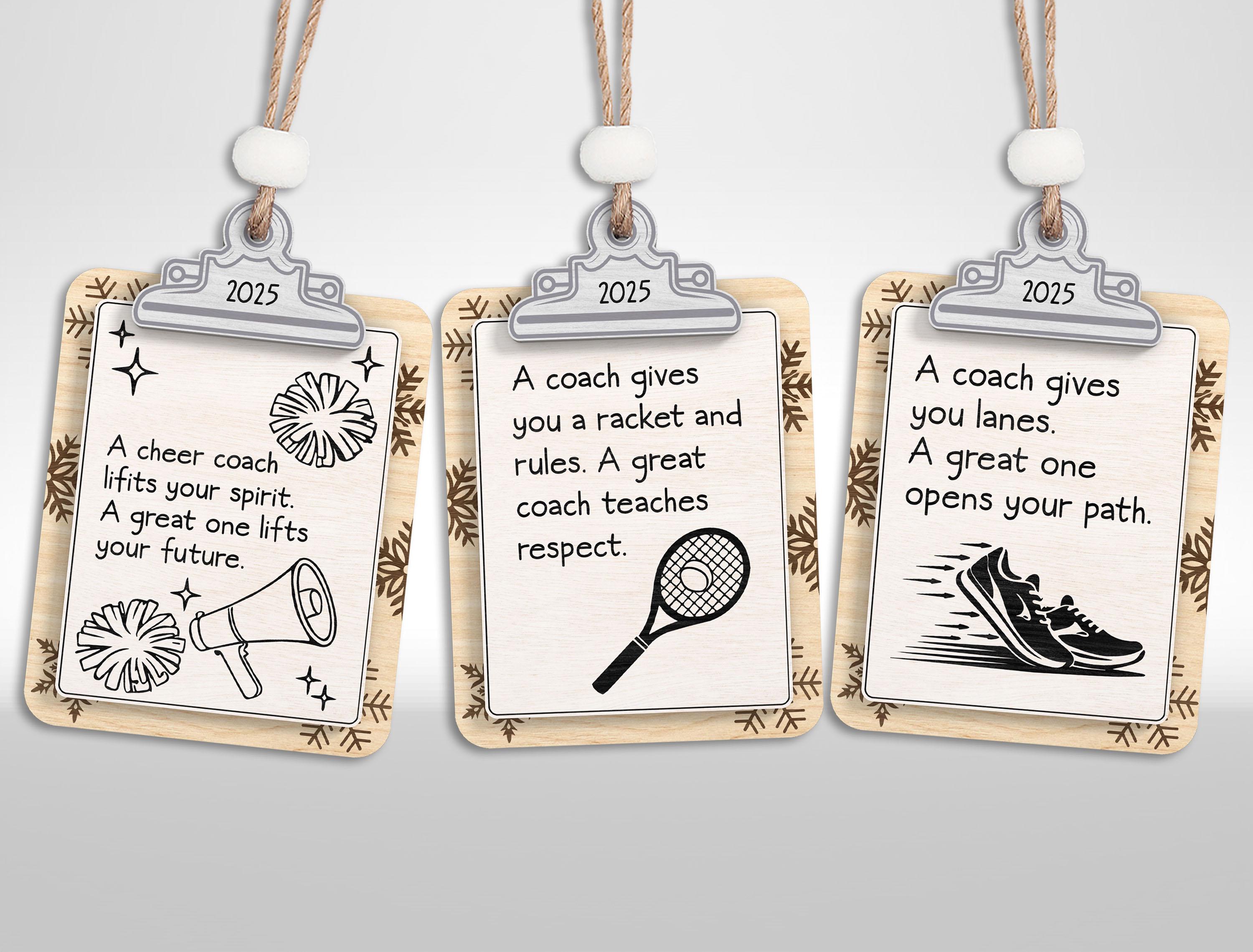 Coach Clipboard Sports Ornament SVG, Christmas Coach Gift Laser Cut ...