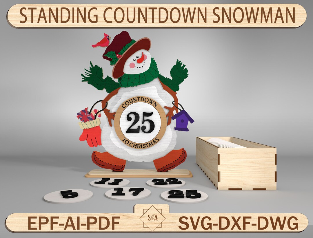 Snowman Christmas Countdown Standing Cut File ,countdown to Christmas ...