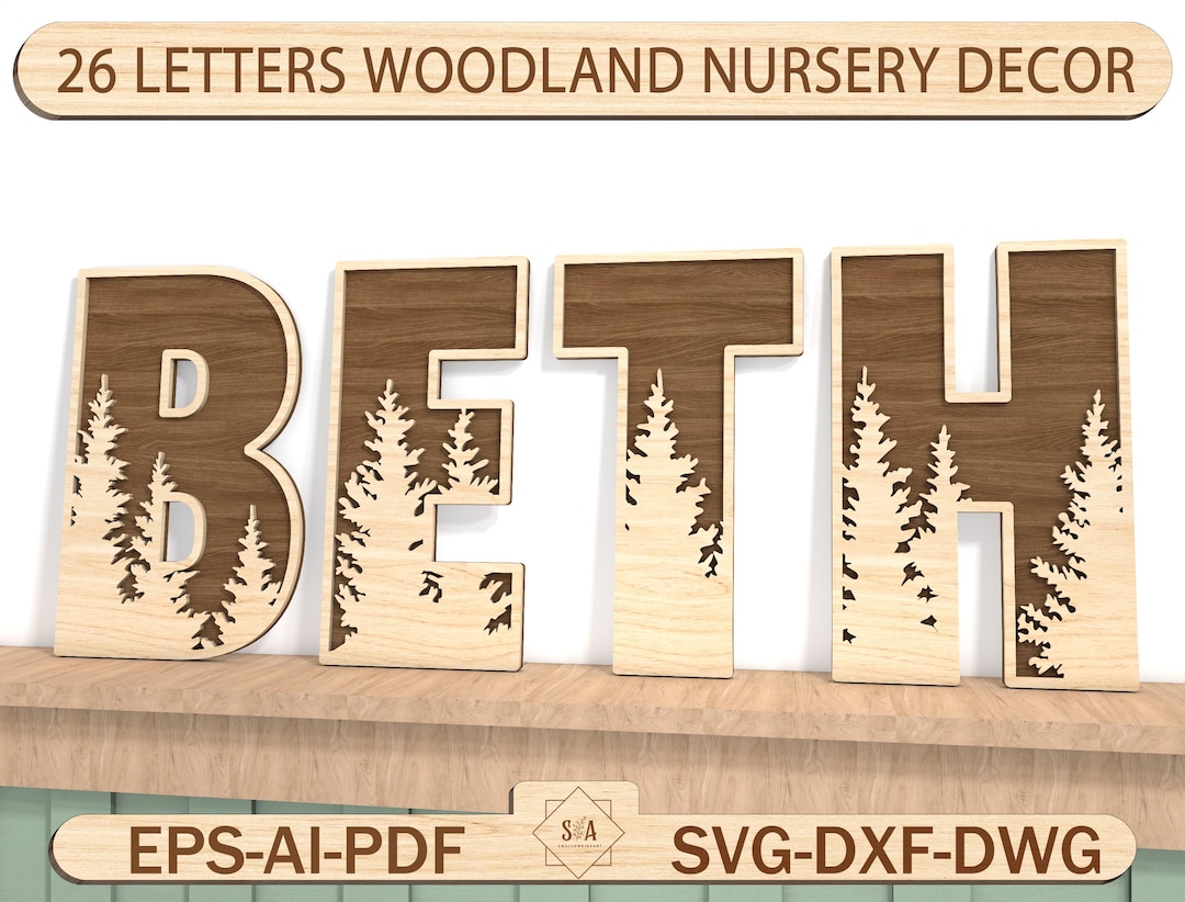 Personalized Alphabet Letters, 26 Letters Woodland Nursery Decor Home ...